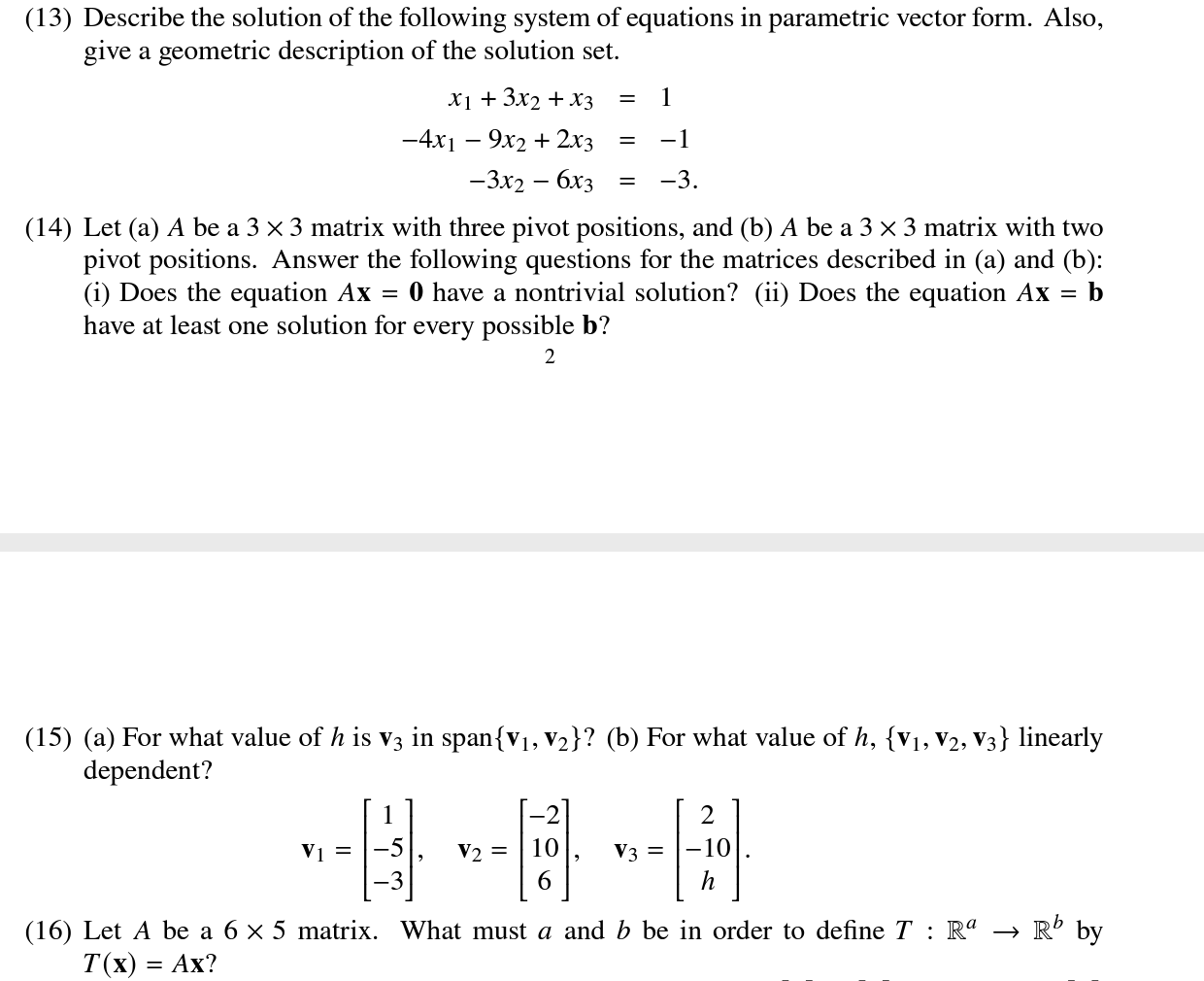 Solved (13) Describe the solution of the following system of | Chegg.com