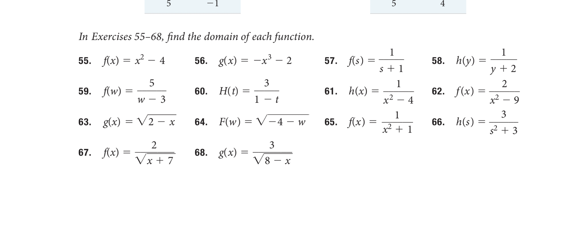 Solved find the domain of each functionIn Exercises 55-68, | Chegg.com