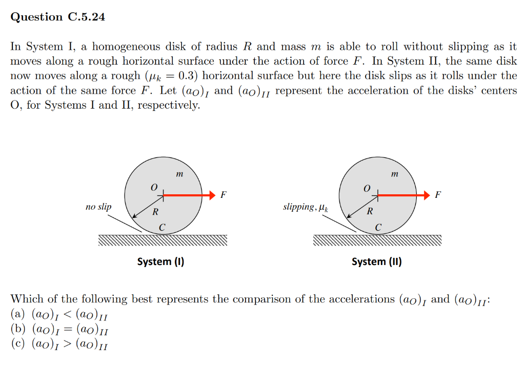 Solved In System I, a homogeneous disk of radius R and mass | Chegg.com