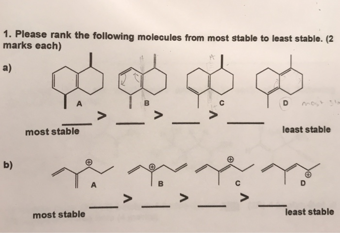 Solved 1. Please rank the following molecules from most | Chegg.com