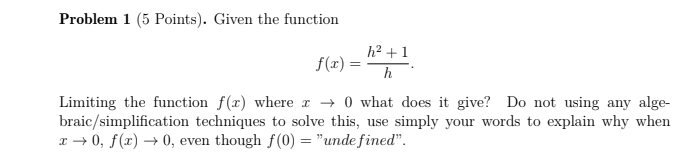 Solved Problem 1 5 Points Given The Function H² 1 Fx 