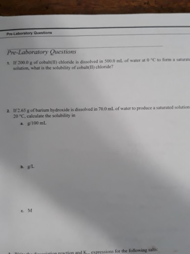 Solved Pre Laboratory Questions Pre-Laboratory Questions 1. | Chegg.com