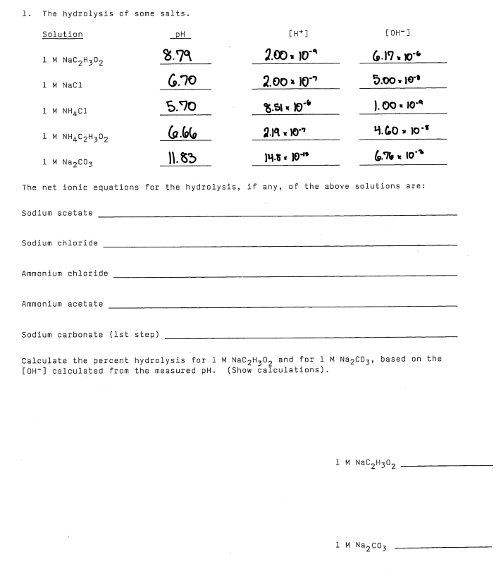 Solved The net ionic equations for the hydrolysis, if any, | Chegg.com
