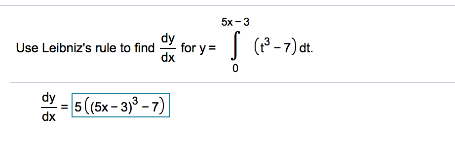 Solved 5x-3 dy Use Leibniz's rule to find Use Leibnie's rule | Chegg.com