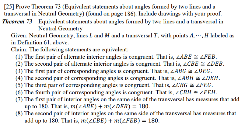 Solved [25] Prove Theorem 73 (Equivalent statements about | Chegg.com
