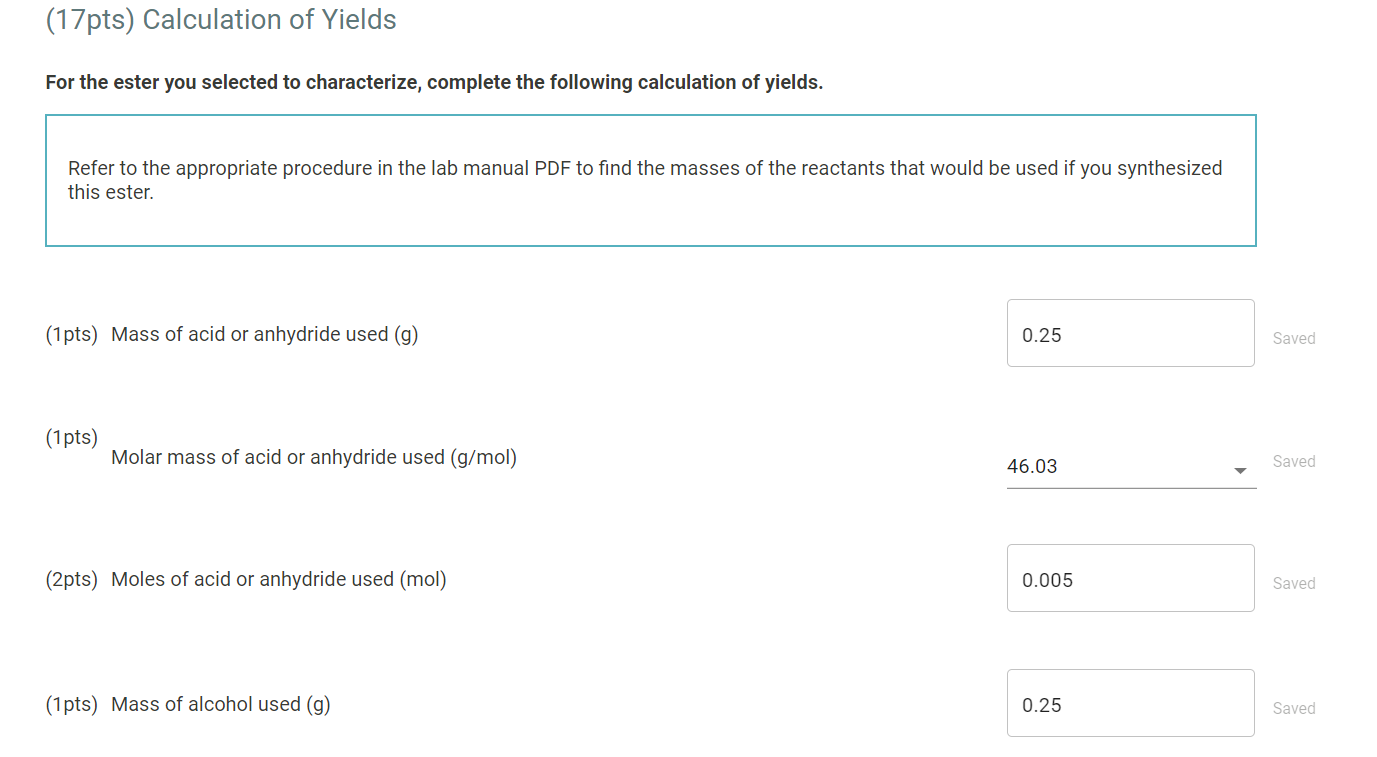 Solved Week 5 Data And Report Submission - Synthesis Of | Chegg.com