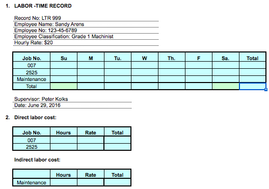 Solved Labor time record, direct vs. indirect labor Sandy | Chegg.com