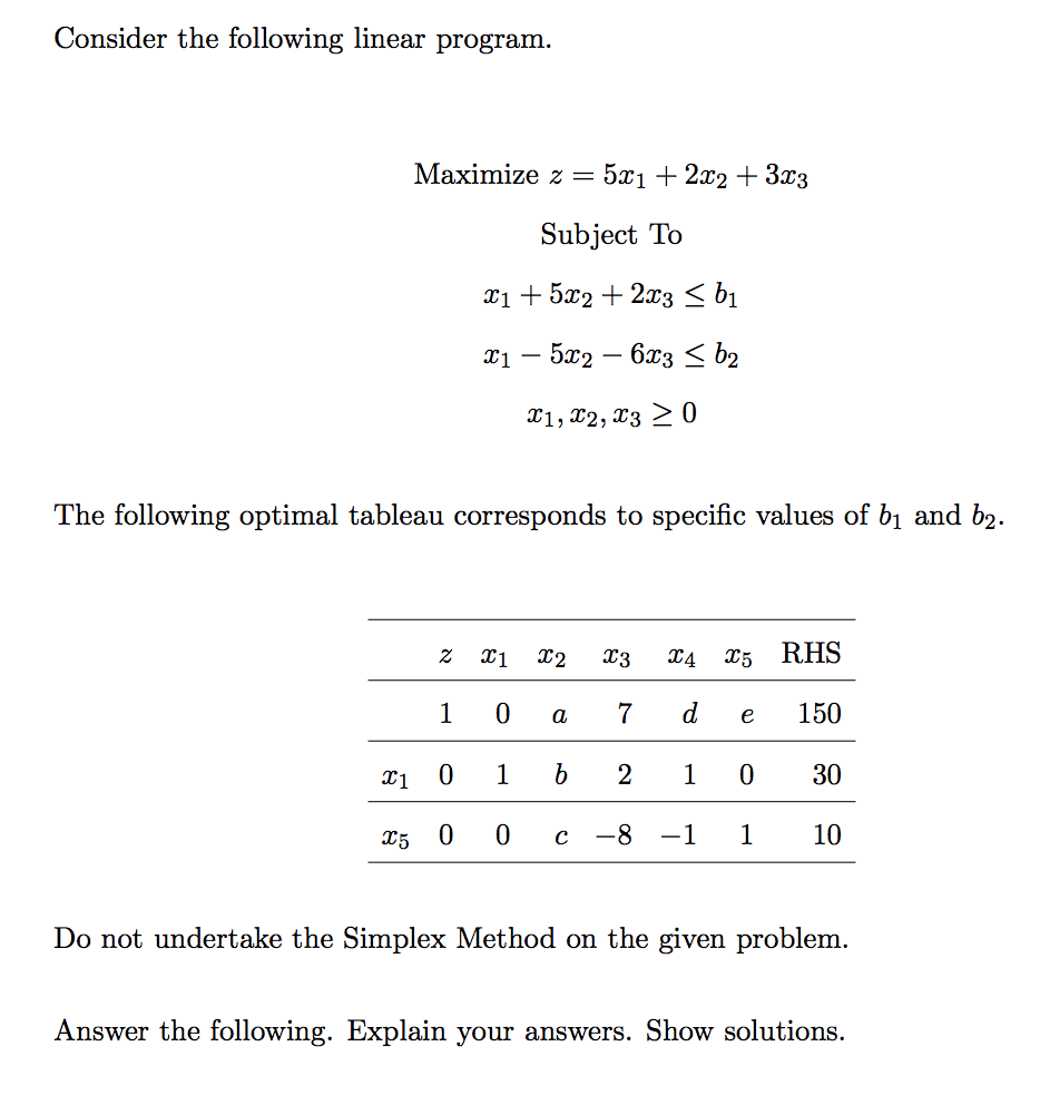 Solved Questions: 1) What are the RHS values of b1 and | Chegg.com