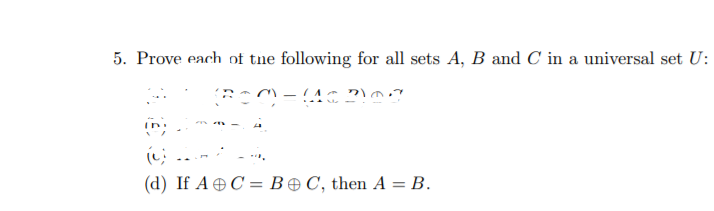 Solved 5. Prove each of tne following for all sets A, B and | Chegg.com