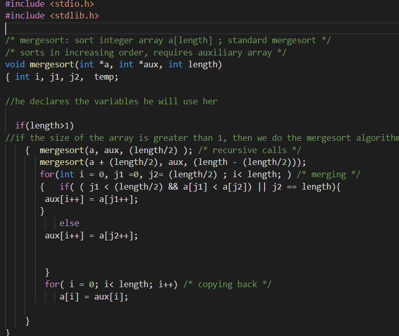 Solved Write A Mergesort Function Which Makes Three