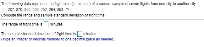 Solved The following data represent the flight time in | Chegg.com
