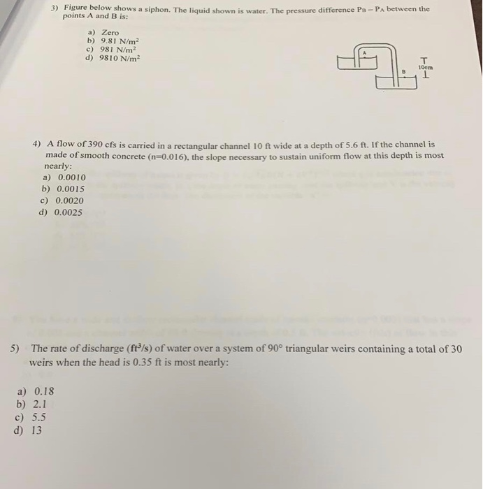 Solved ) Figure below shows a siphon. The liquid shown is | Chegg.com