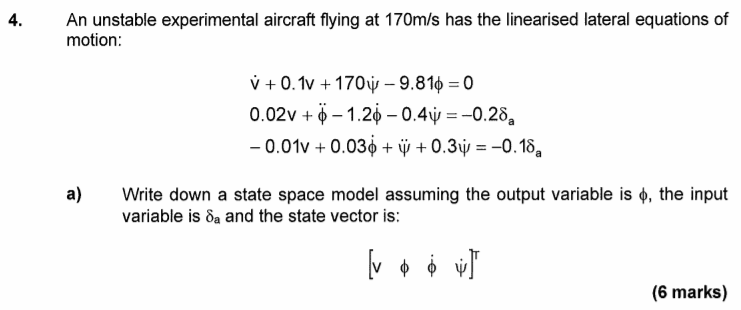 Solved An unstable experimental aircraft flying at 170m/s | Chegg.com