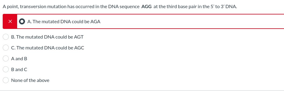 Solved A point, transversion mutation has occurred in the | Chegg.com