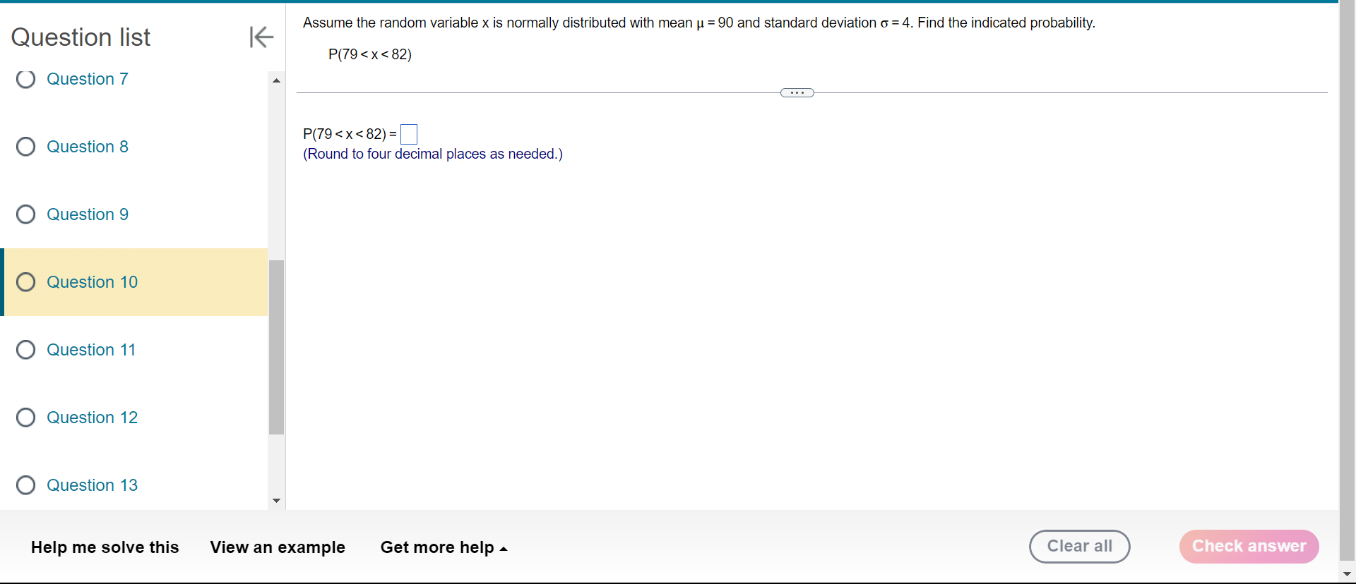 Solved restion list Assume the random variable x is normally | Chegg.com