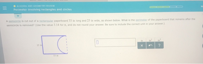 Solved ALGEBRA AND GEOMETRY REVIEW = Perimeter involving | Chegg.com