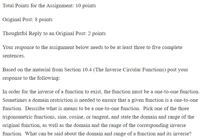 Solved Total Points for the Assignment: 10 points Original | Chegg.com Solved Total Points for the Assignment: 10 points Original | Chegg.com