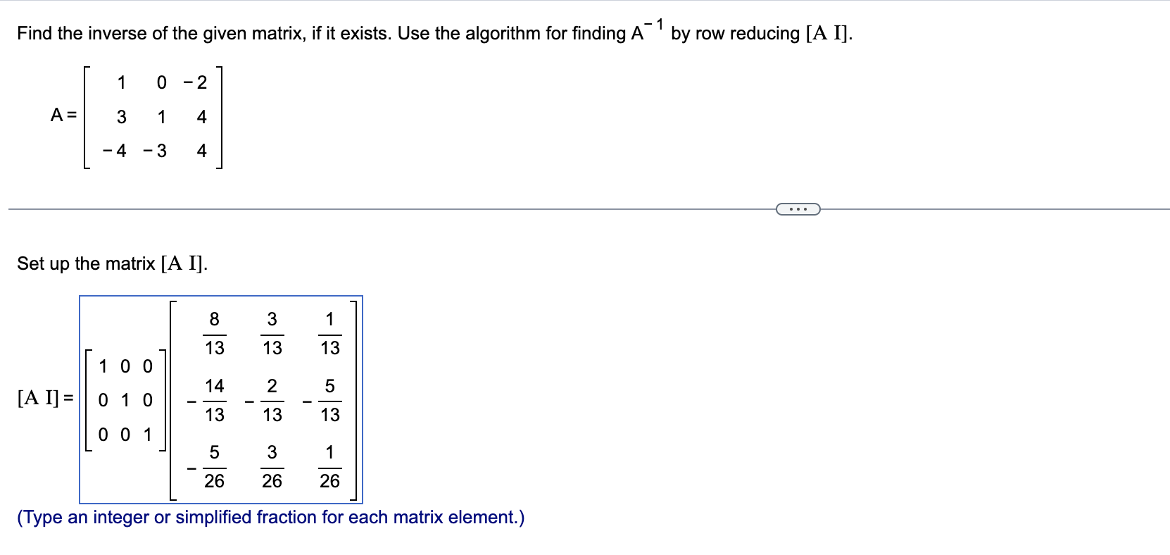 Solved Find the inverse of the given matrix, if it exists. | Chegg.com