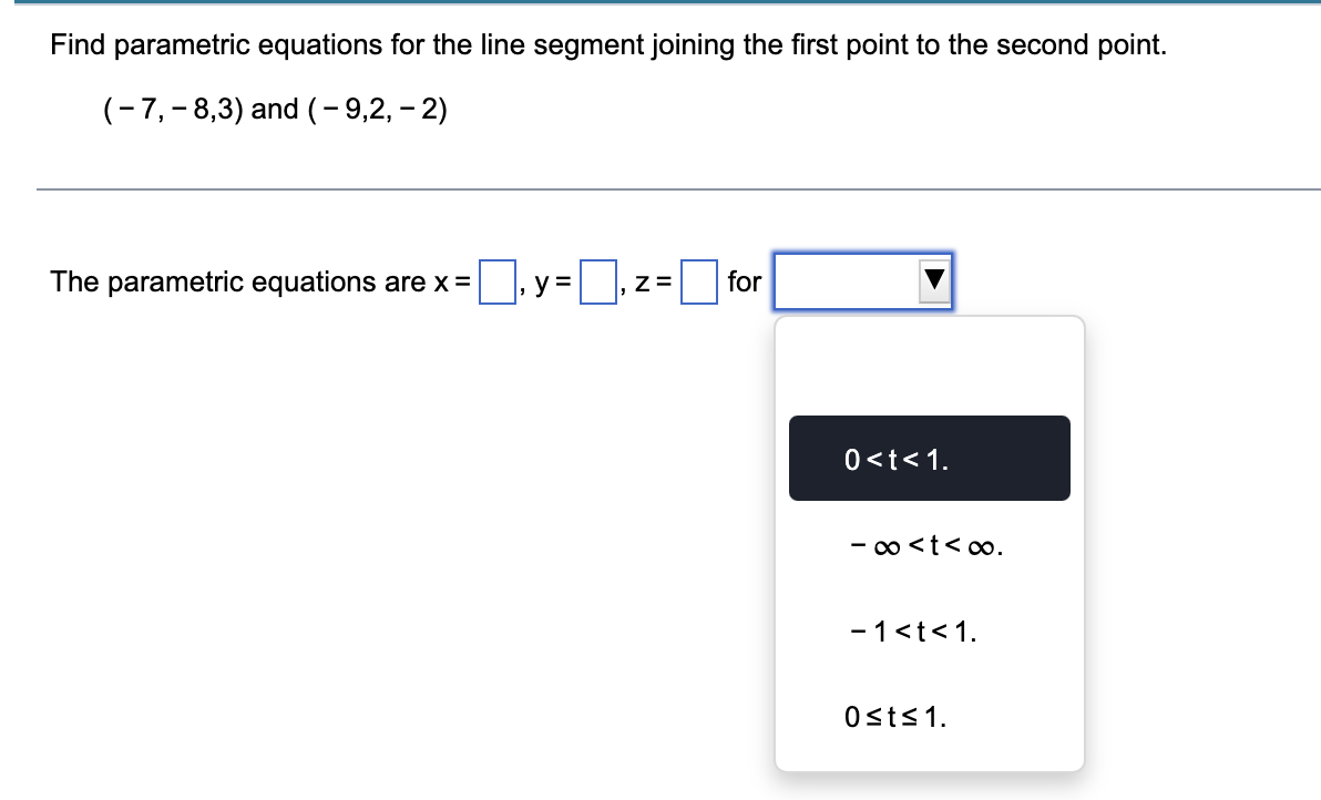 Solved Find parametric equations for the line segment | Chegg.com