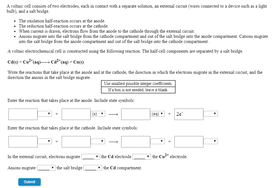 Solved A voltaic cell consists of two electrodes, each in | Chegg.com