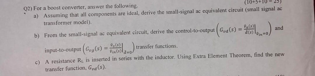 Solved Q2) ﻿For a boost converter, answer the following.a) | Chegg.com