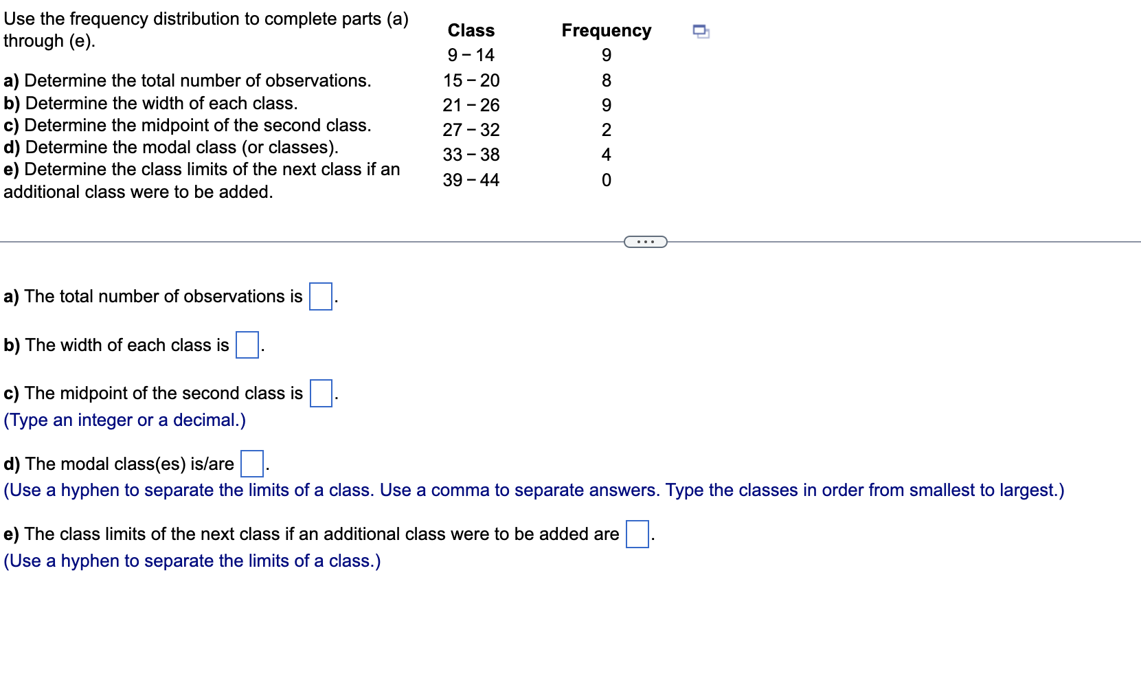 Solved Use the frequency distribution to complete parts (a) | Chegg.com