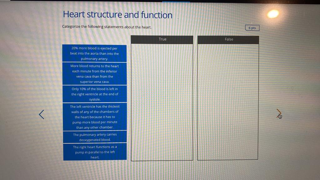 Solved Heart structure and function Categorize the following | Chegg.com