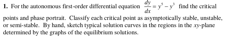 Solved 1. For the autonomous first-order differential | Chegg.com