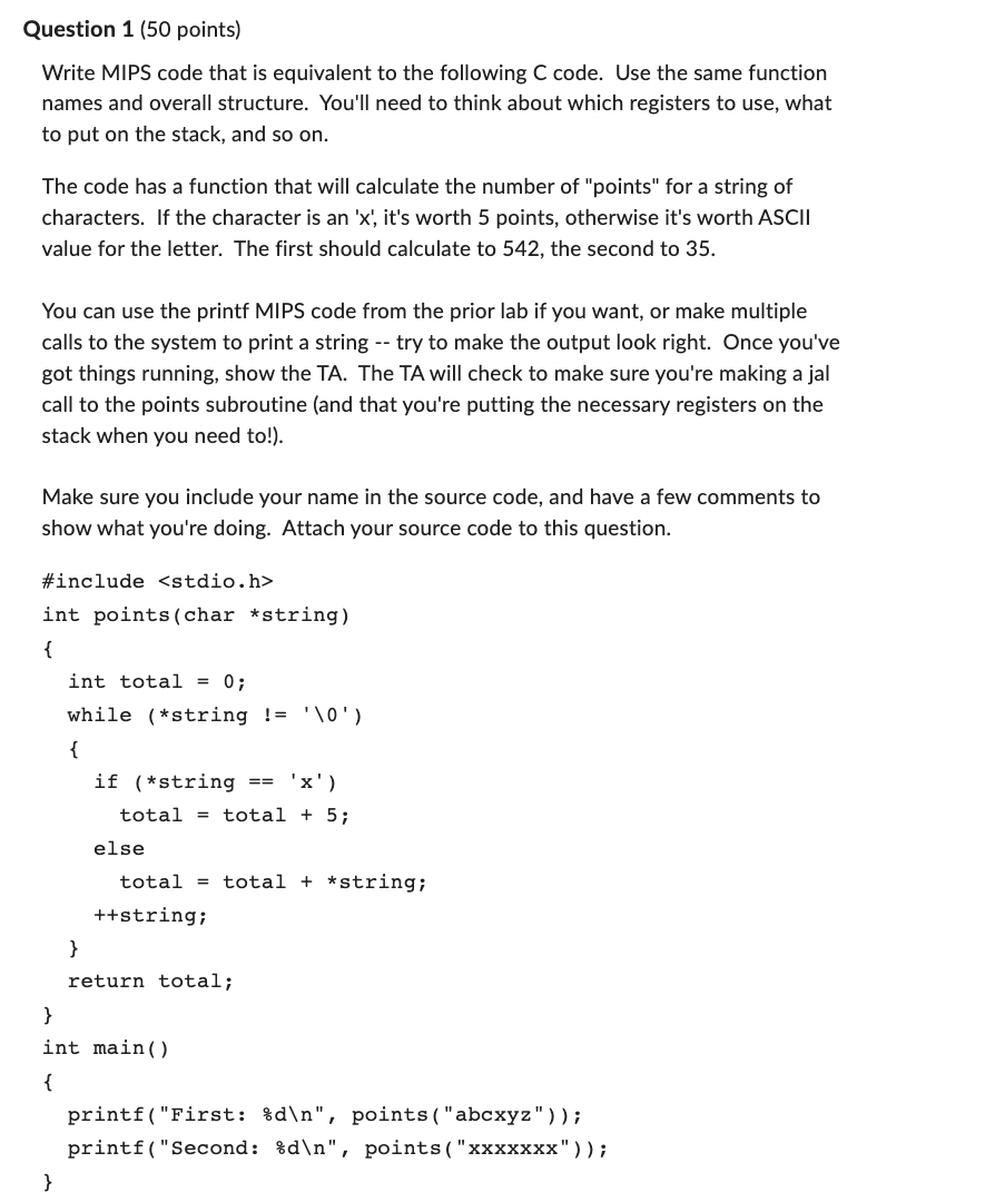 Solved The Question is asking to translate the C code that | Chegg.com