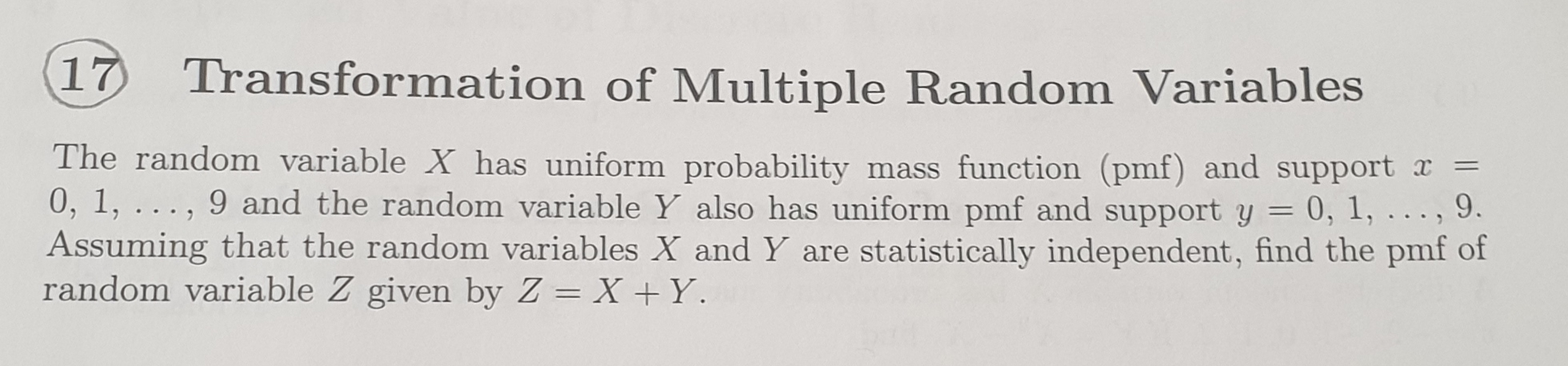 Solved (17 Transformation of Multiple Random Variables The | Chegg.com