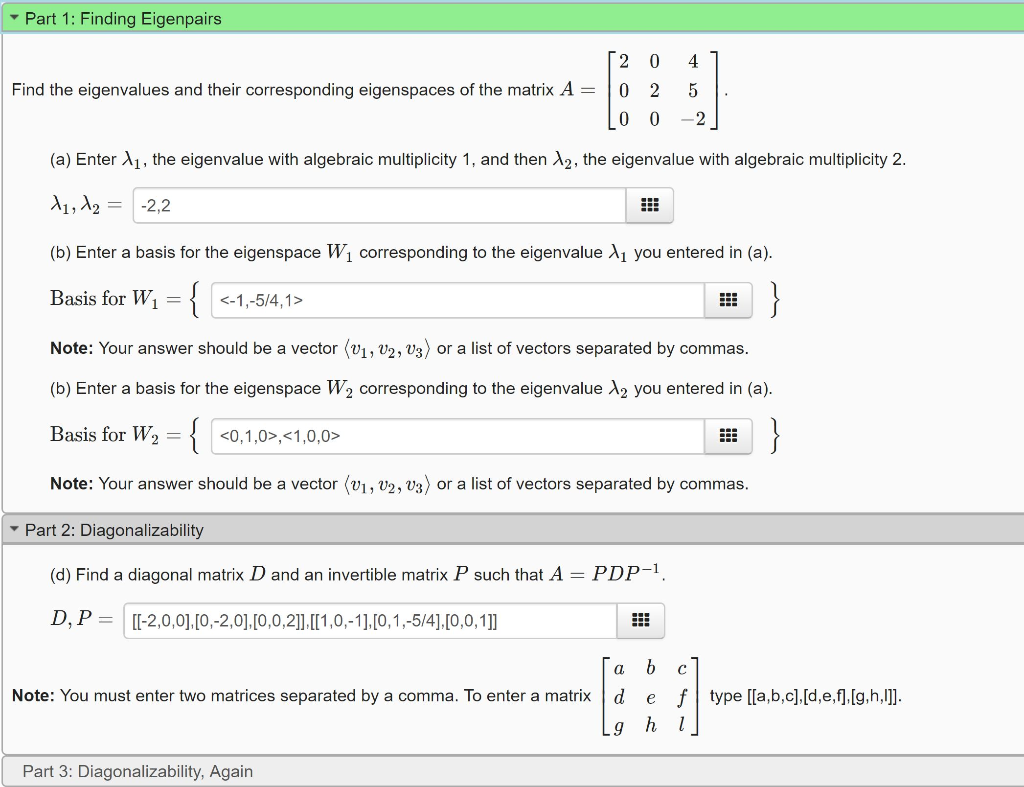 Solved Part 1: Finding Eigenpairs Find the eigenvalues and | Chegg.com