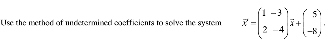 Solved Use the method of undetermined coefficients to solve | Chegg.com