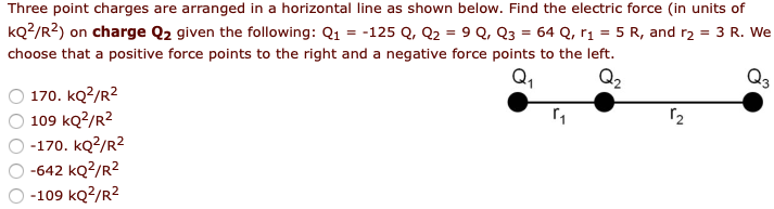 Solved Three point charges are arranged in a horizontal line | Chegg.com