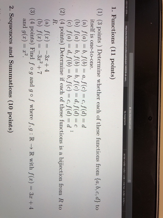 Solved 1. Functions (11 points) (1) (3 points ) Determine | Chegg.com