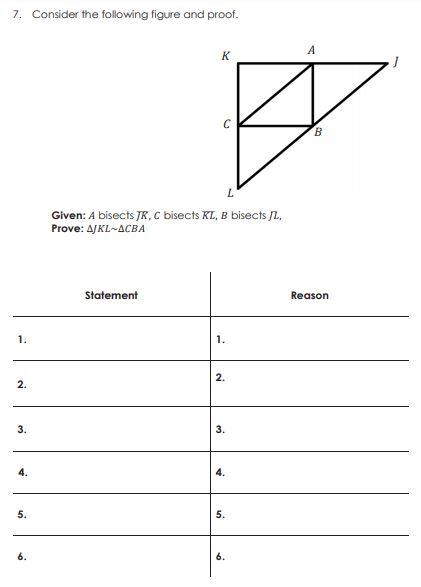 Solved 7. Consider the following figure and proof. K B L | Chegg.com