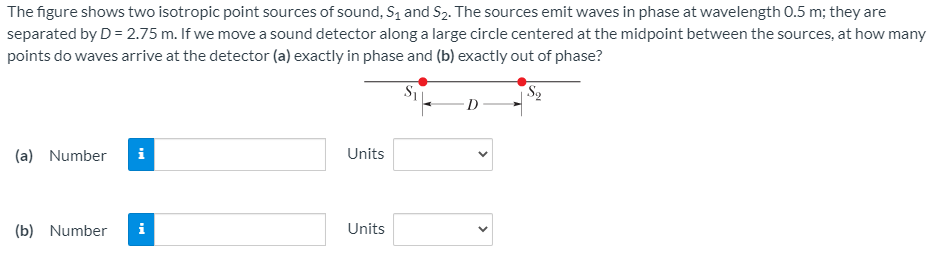 Solved The figure shows two isotropic point sources of | Chegg.com