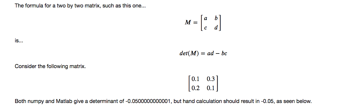 Solved The formula for a two by two matrix, such as this | Chegg.com