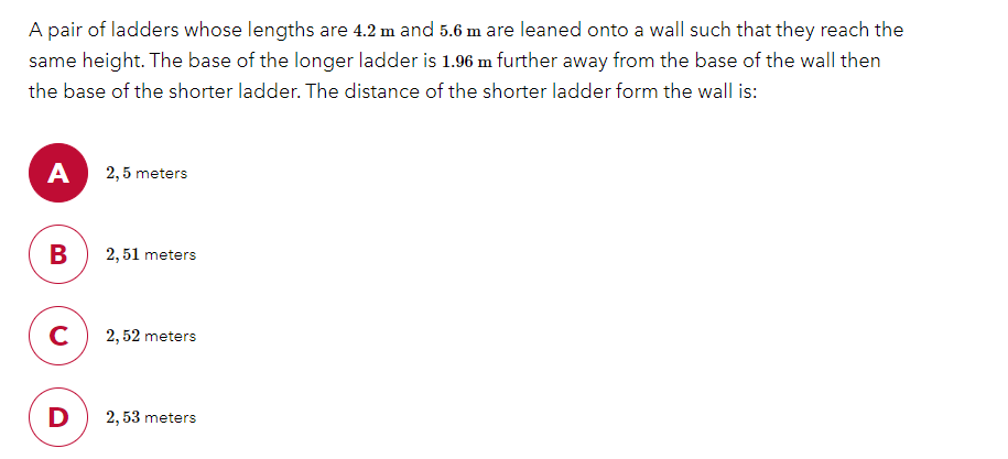 Solved A pair of ladders whose lengths are 4.2 m and 5.6 m | Chegg.com