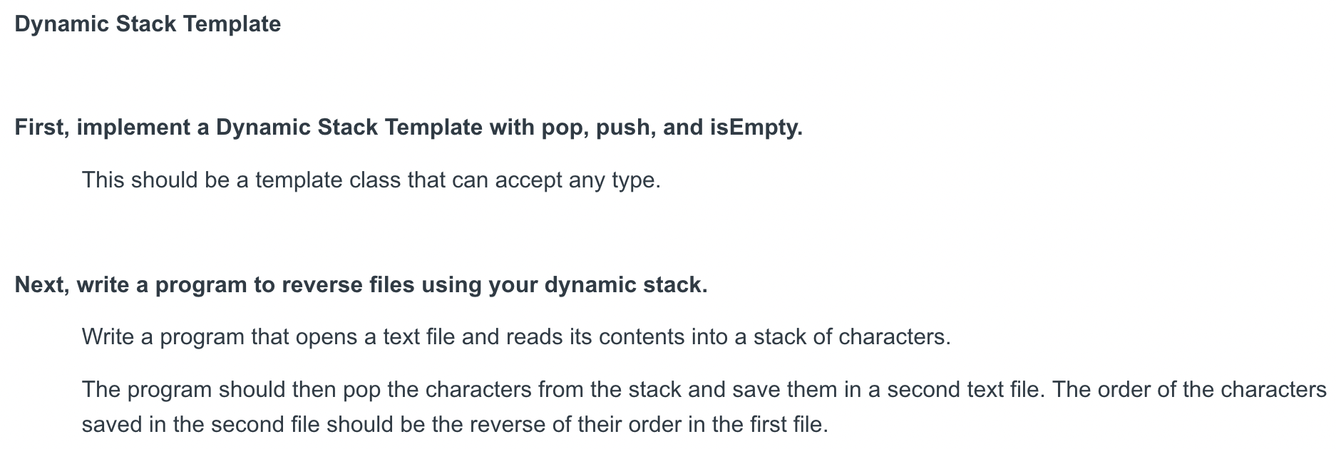 Solved First Implement A Dynamic Stack Template With Pop 0461