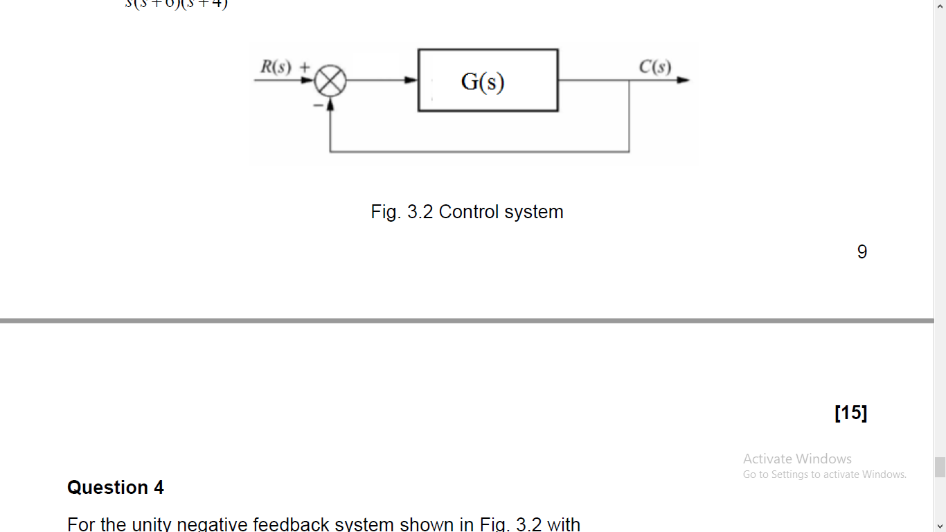 Solved ST+ R(s) + C($) G(s) Fig. 3.2 Control system 9 [15] | Chegg.com