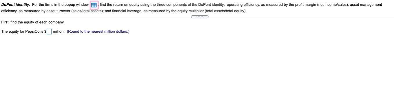 Solved DuPont identity. For the firms in the popup window. E | Chegg.com