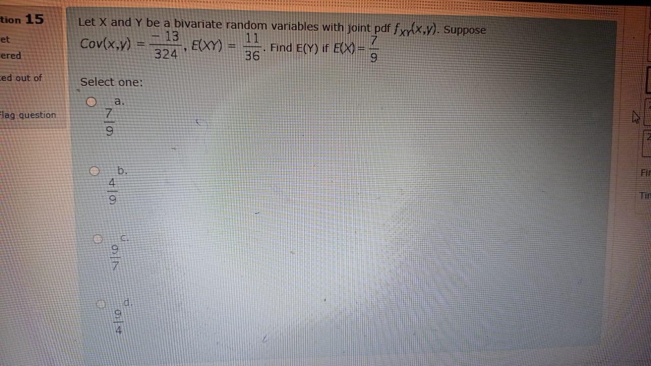 Solved tion 15 Let X and Y be a bivariate random variables | Chegg.com