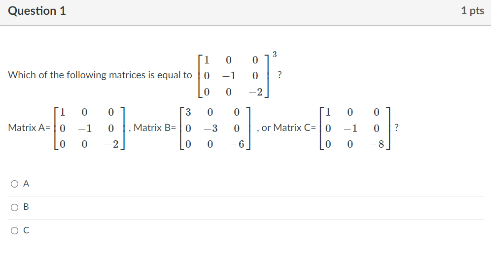 Solved Question 1 1 pts 3 0 0 Which of the following | Chegg.com