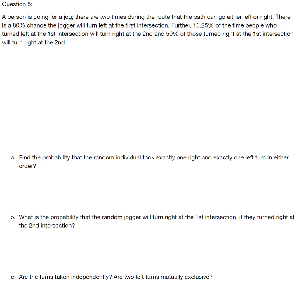 Solved Question 5: A person is going for a jog; there are | Chegg.com