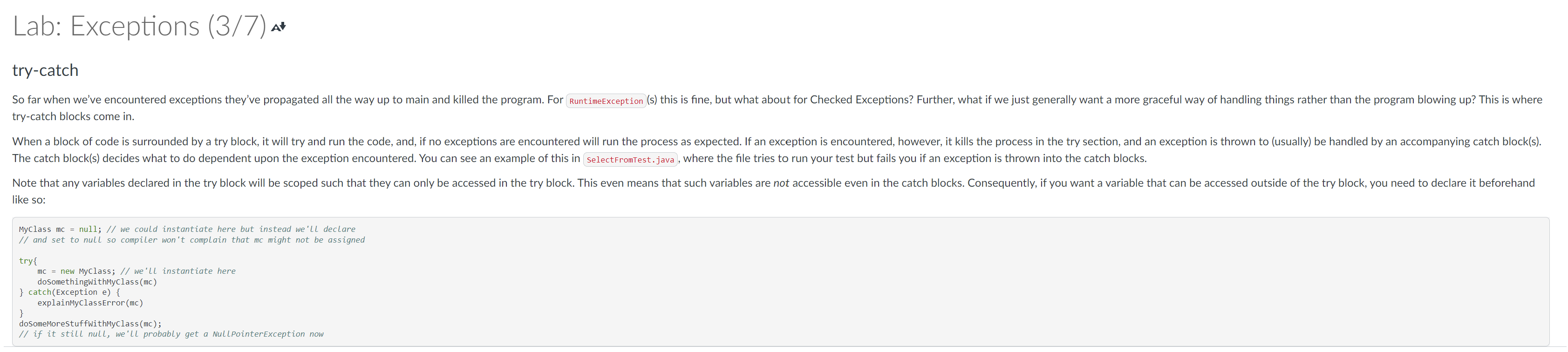Solved Lab: Exceptions (1/7) ** A What is an exception? An | Chegg.com