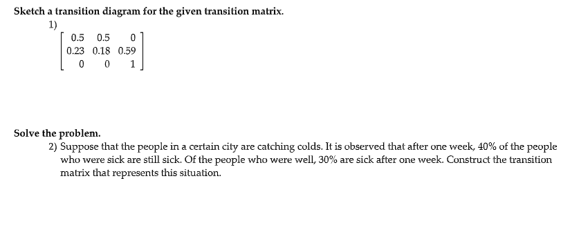 Sketch a transition diagram for the given transition | Chegg.com