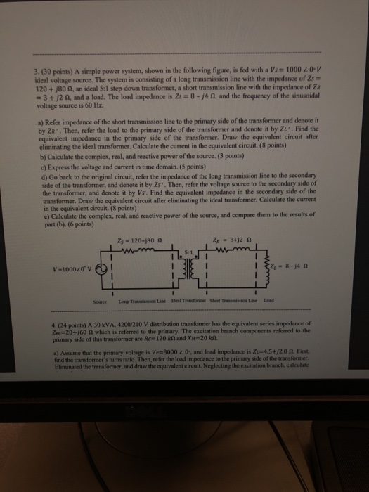 Solved 300 points) A simple power system, shown in the | Chegg.com