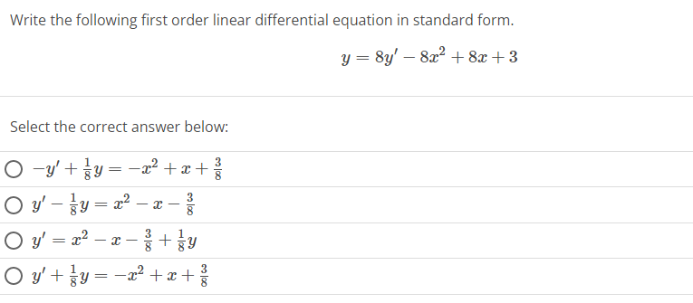Solved Write the following first order linear differential | Chegg.com