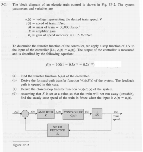 Solved 3-2. The block diagram of an electric train control | Chegg.com