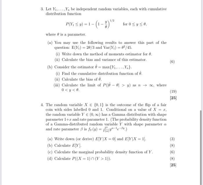 Solved 3. Let Y1,…,Yn be independent random variables, each | Chegg.com